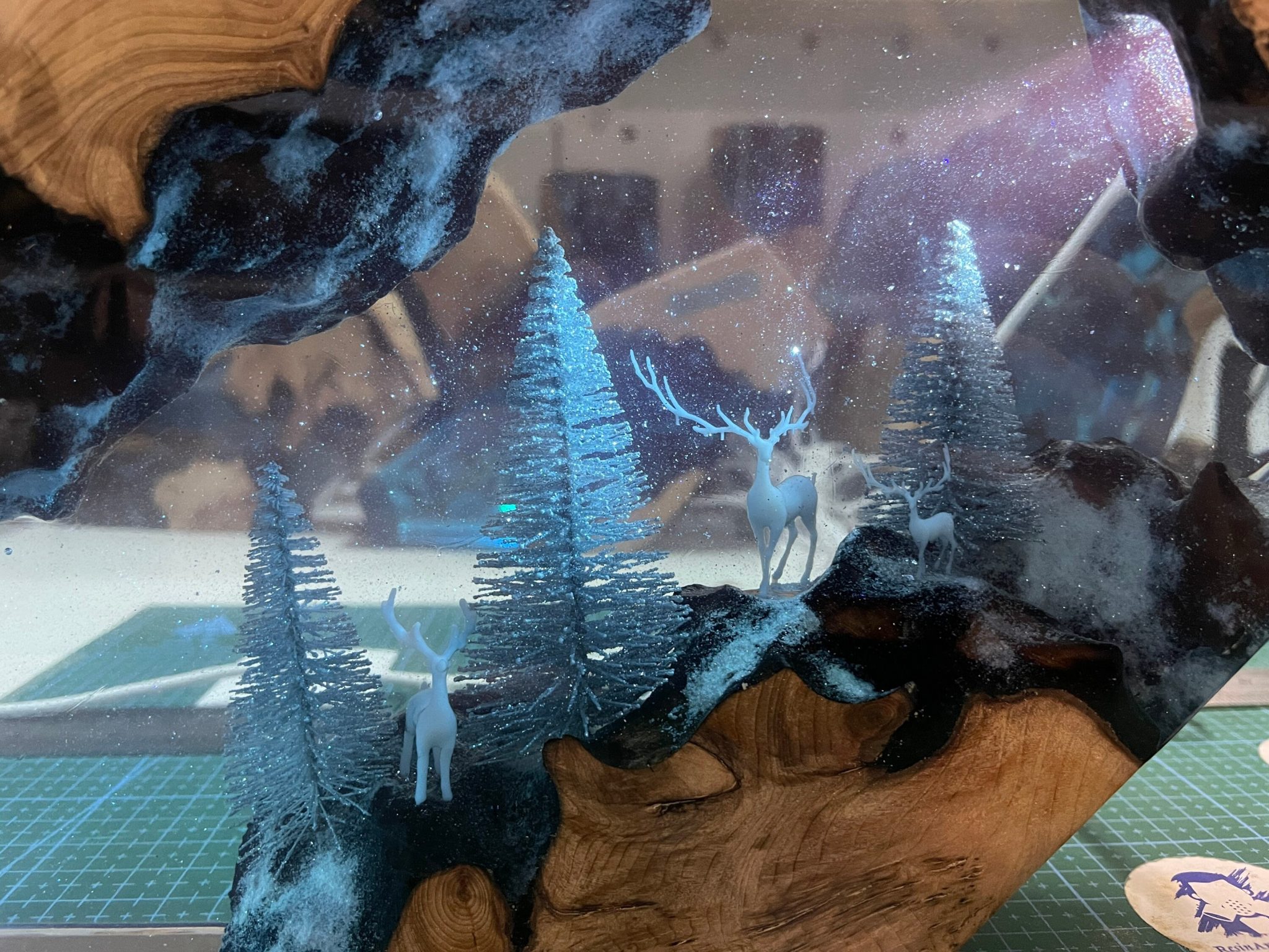 Large Resin Lamp - Deer In The Forest Epoxy Resin Lamp - Resin Lamps Store