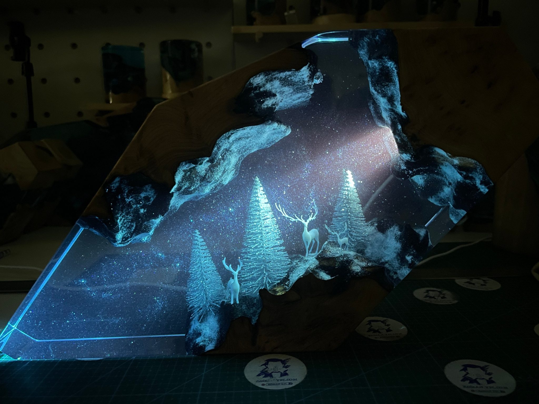 Large Resin Lamp - Deer In The Forest Epoxy Resin Lamp - Resin Lamps Store