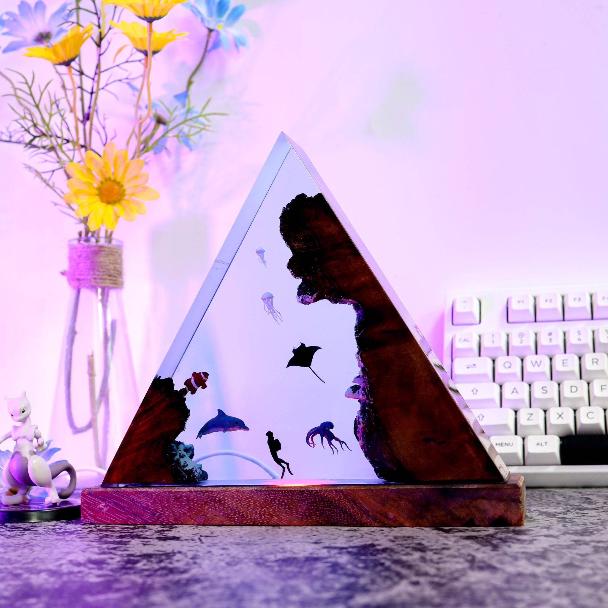 Deep Ocean Triangular Epoxy Resin Lamp - Resin Lamps Store