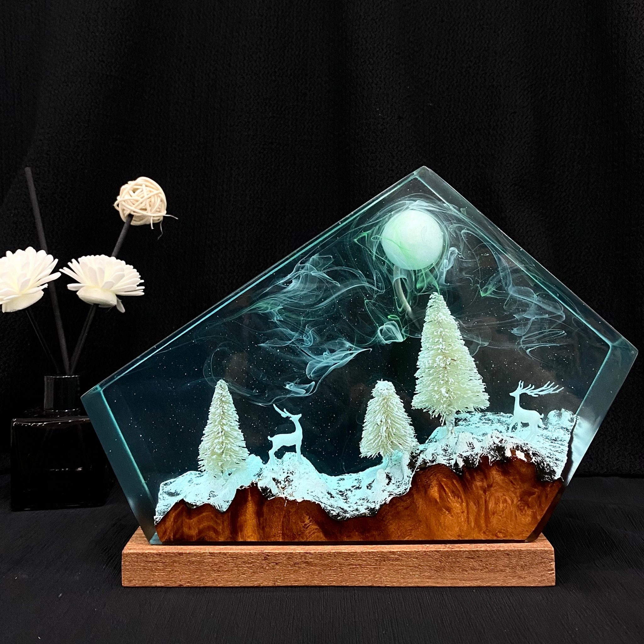 2023 Deer In the Pine Forest Epoxy Resin Lamp Christmas Gifts - Resin ...