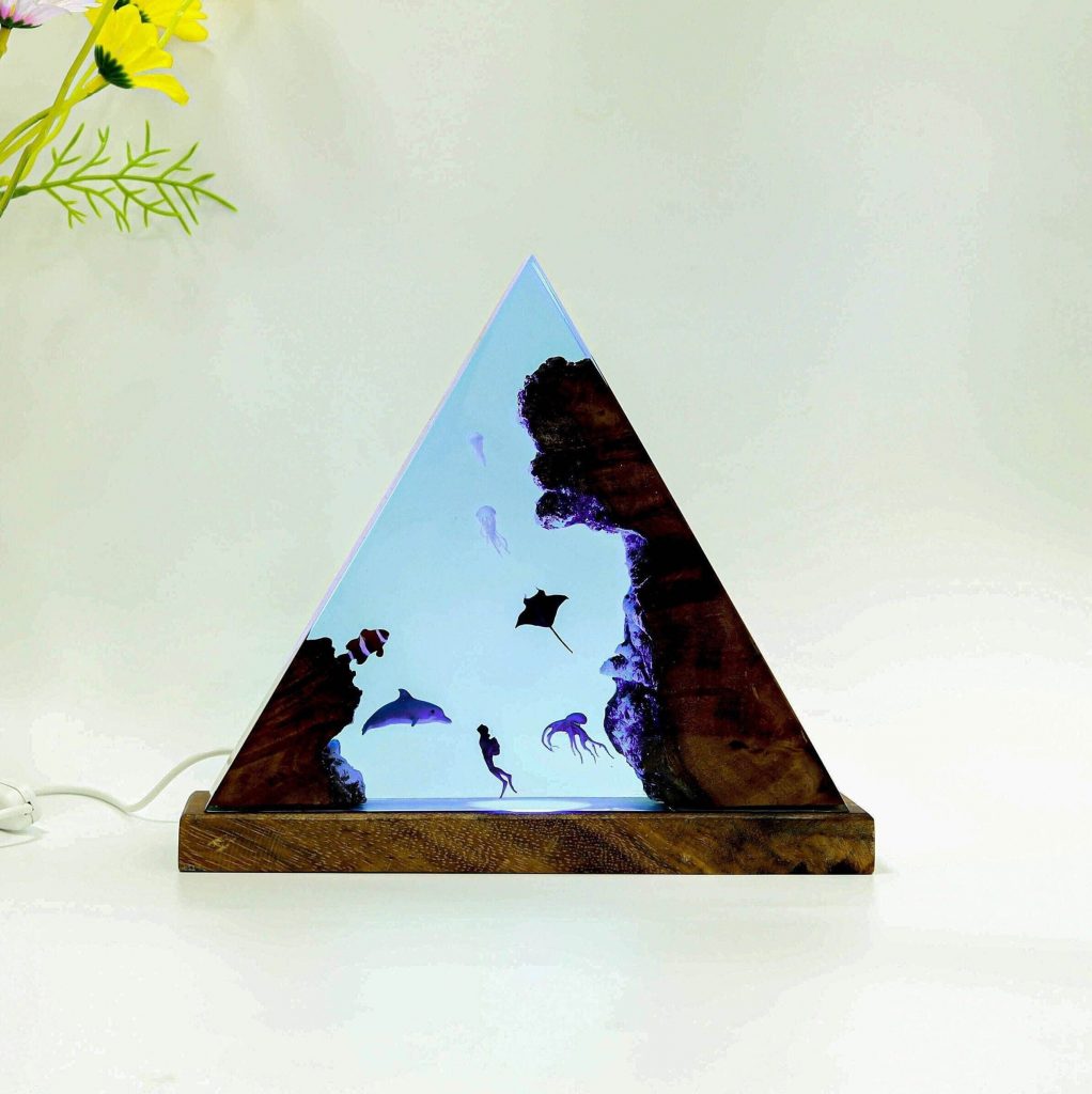 Marine and Diver Epoxy Resin Lamp - Resin Lamps Store