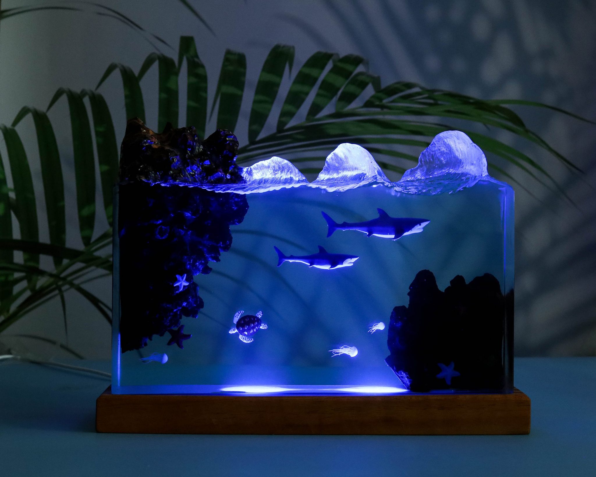 Shark & Sea Turtle Epoxy Resin Lamp - Resin Lamps Store