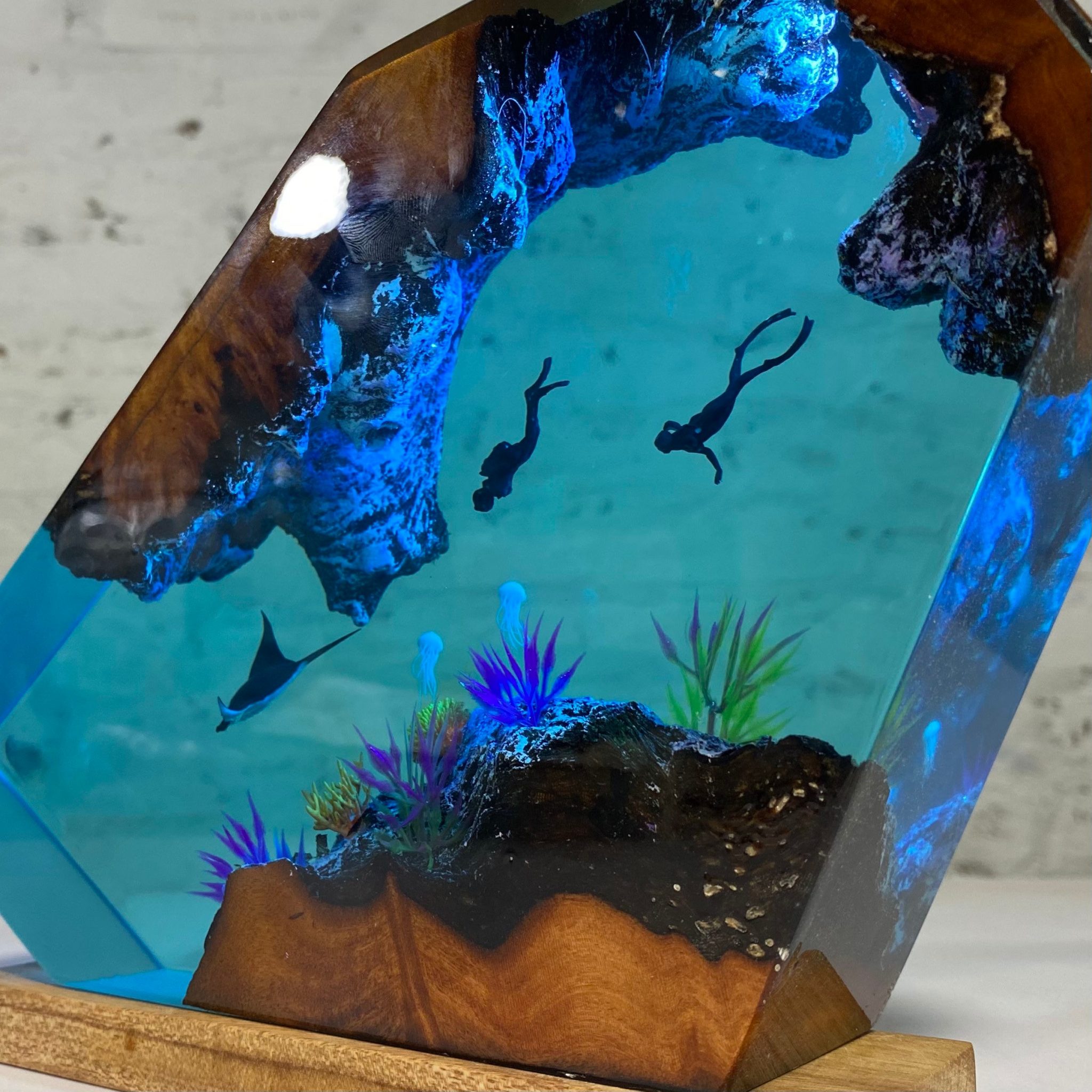Rays and Divers Epoxy Resin Night Light - Resin Lamps Store