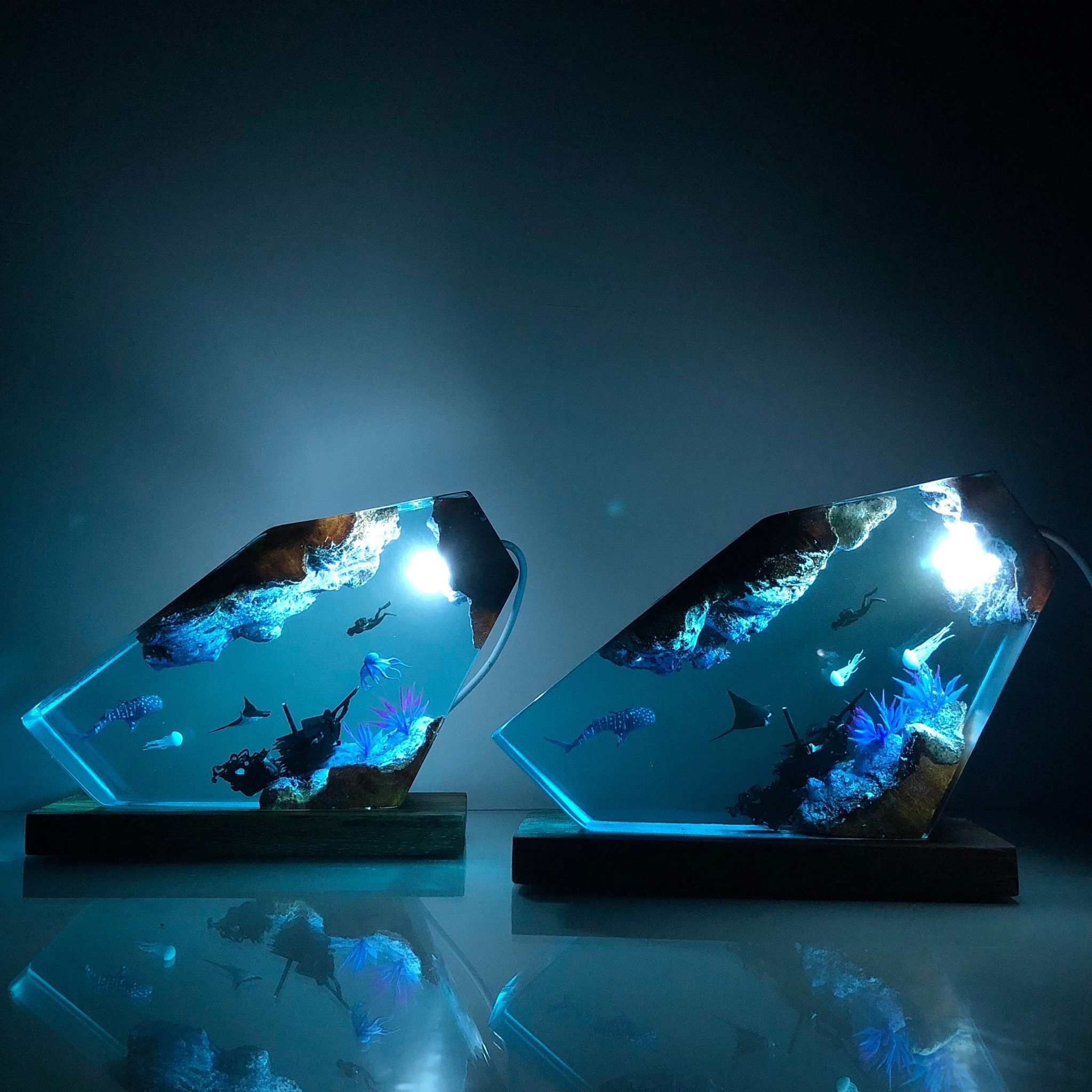 Whale Shark and Octopus Epoxy Resin Lamp - Resin Lamps Store