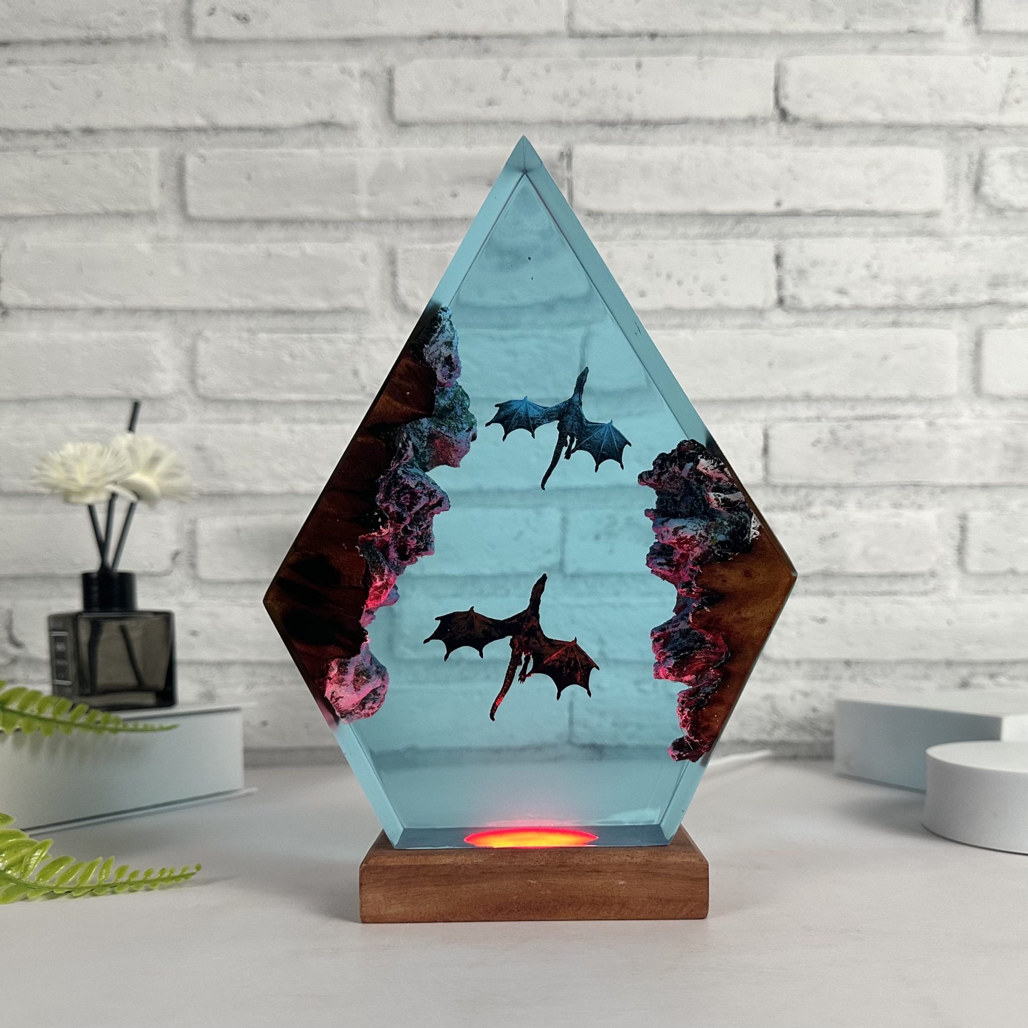 Ice Dragon & Fire Dragon Epoxy Resin Lamp - Resin Lamps Store