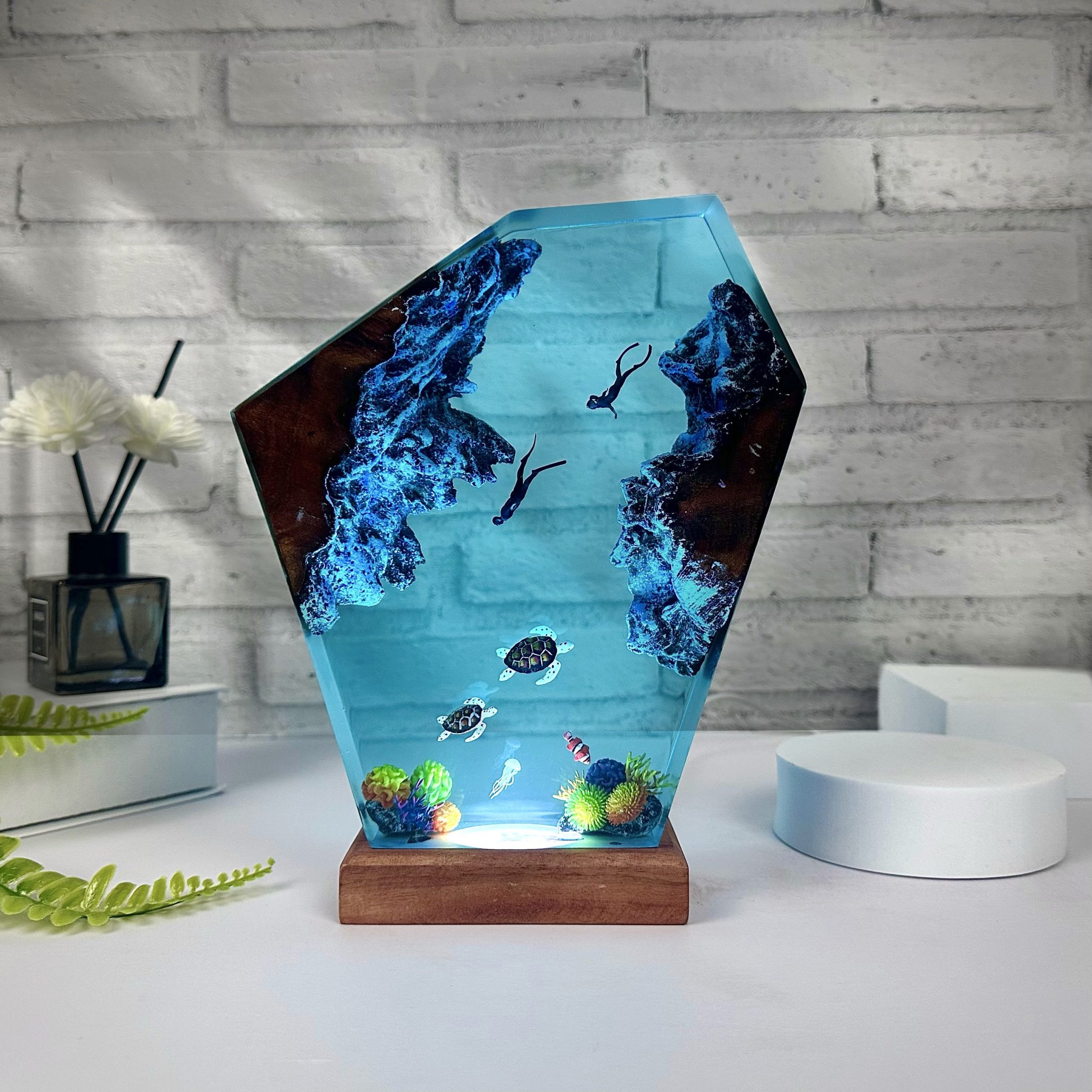 Sea Turtle Family Epoxy Resin Lamp - Resin Lamps Store