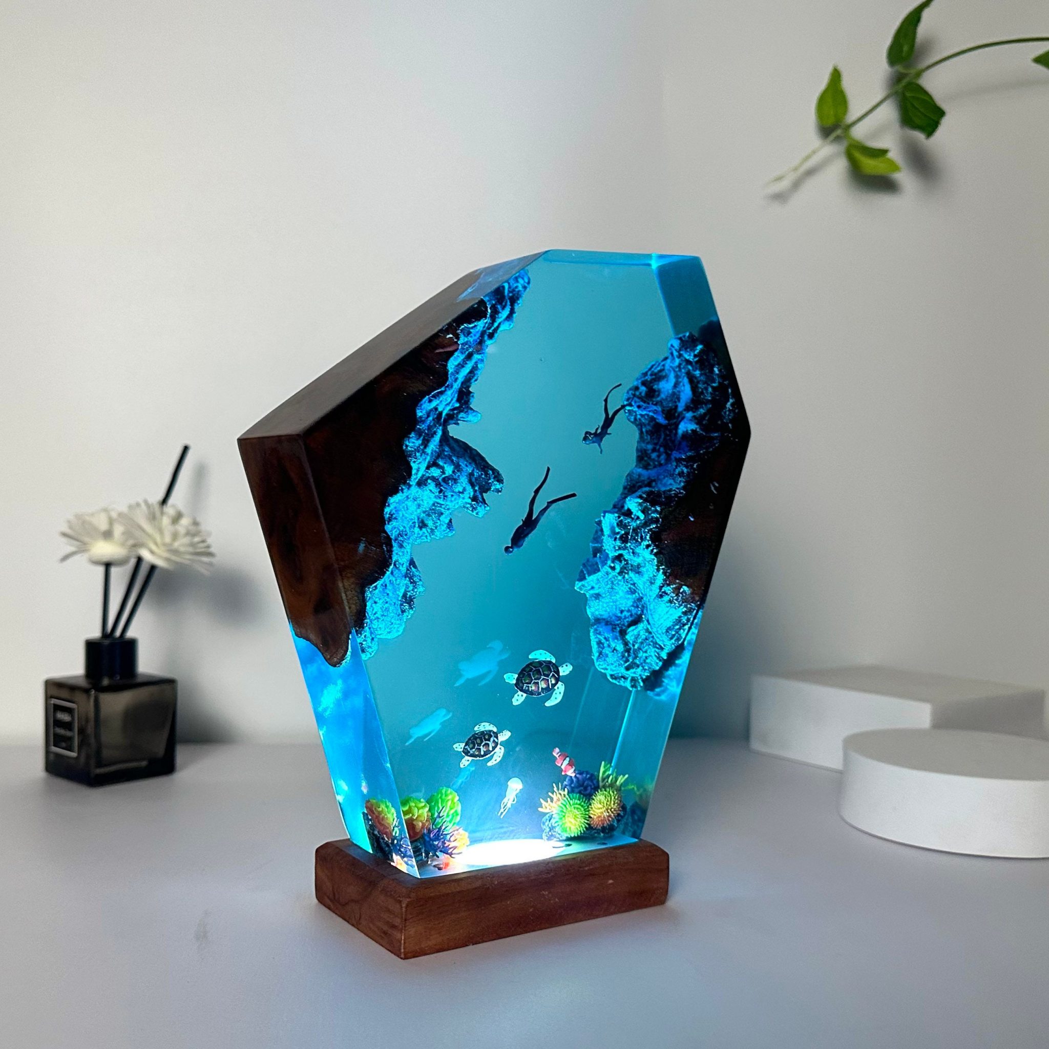 Sea Turtle Family Epoxy Resin Lamp - Resin Lamps Store