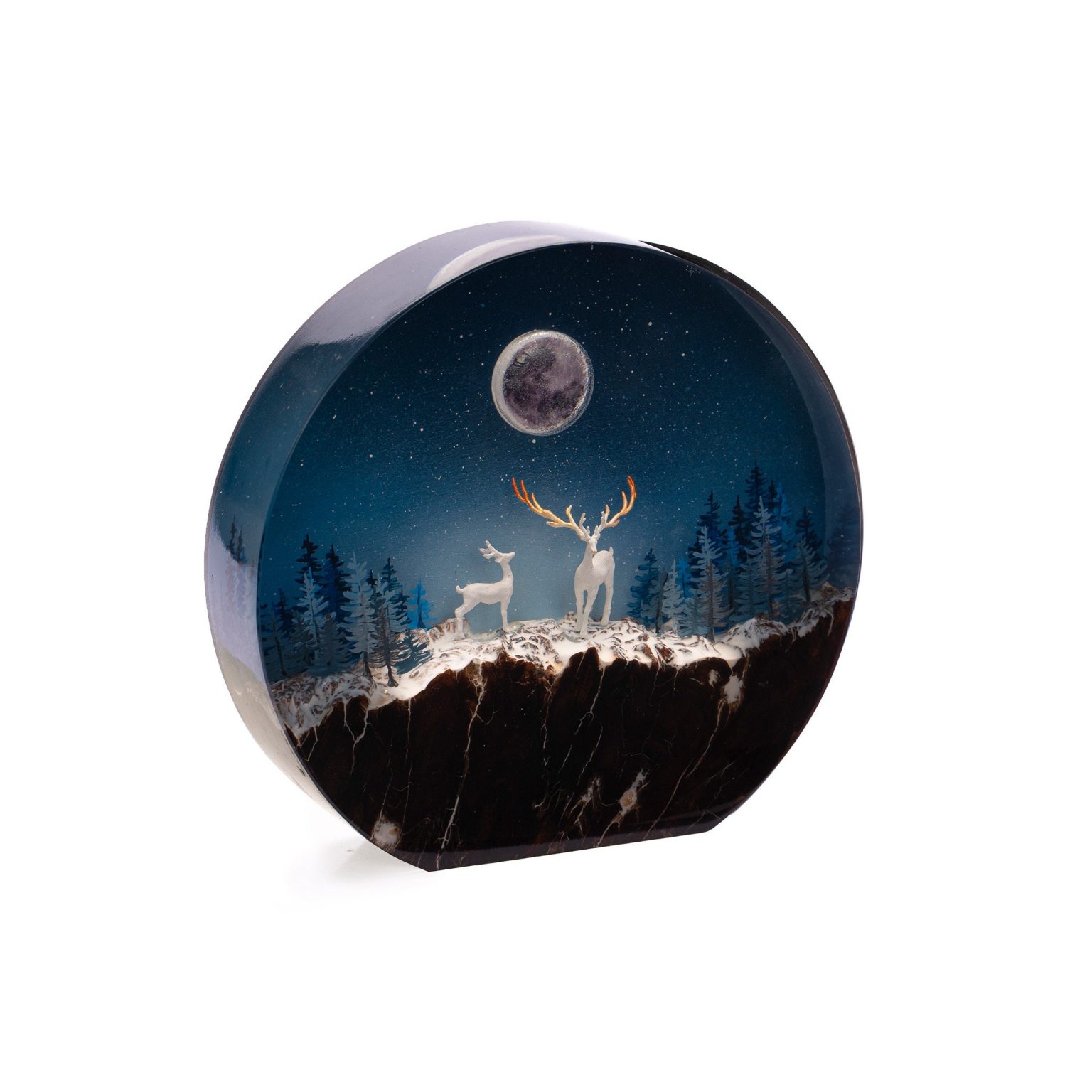 Deers and Snow Forest Epoxy Resin Lamp - Resin Lamps Store