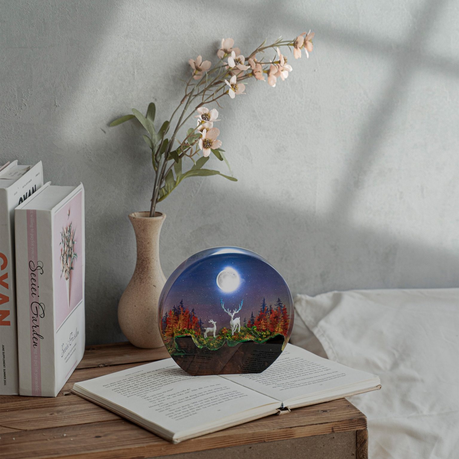 Deers and Colorful Forest Epoxy Resin Lamp - Resin Lamps Store